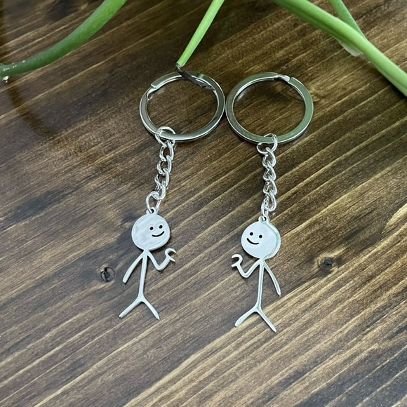 Other | 2 Piece Key Chain For Couples Metal Stick People Heart Love ...